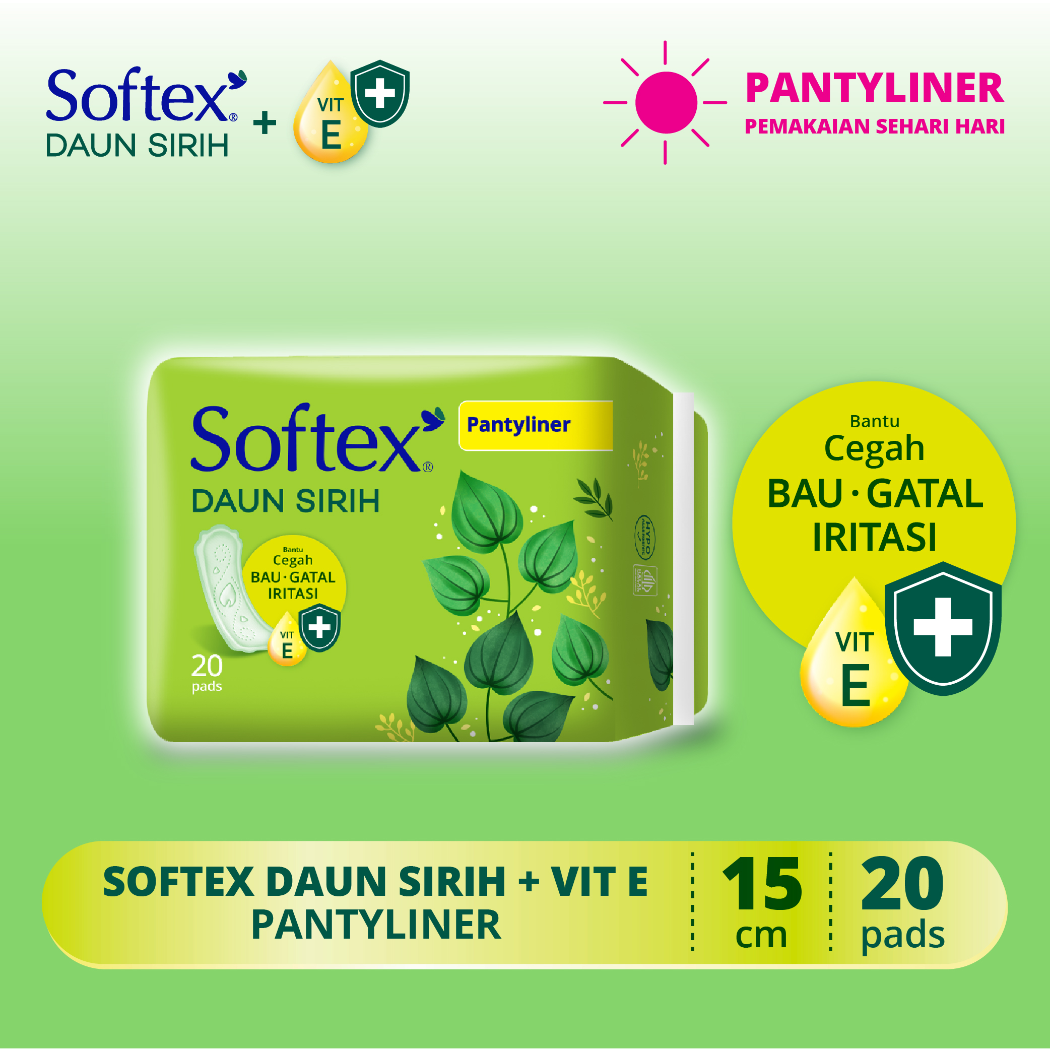 Promo Pantyliner Softex Daun Sirih + Vitamin E 20s - Pantyliner Daun ...