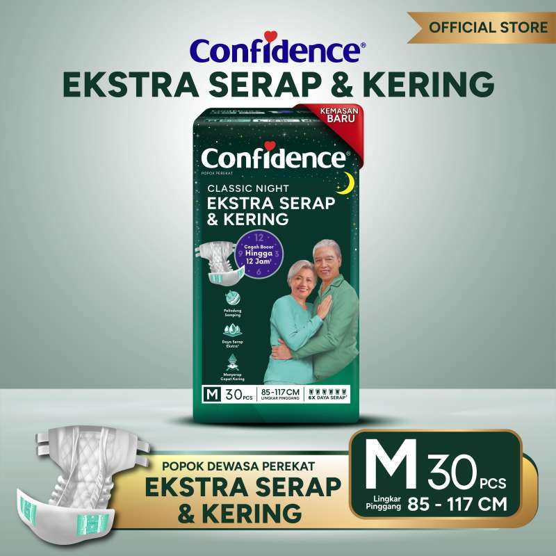 Promo Confidence Popok Perekat Classic Night Ekstra Serap & Kering M30 ...