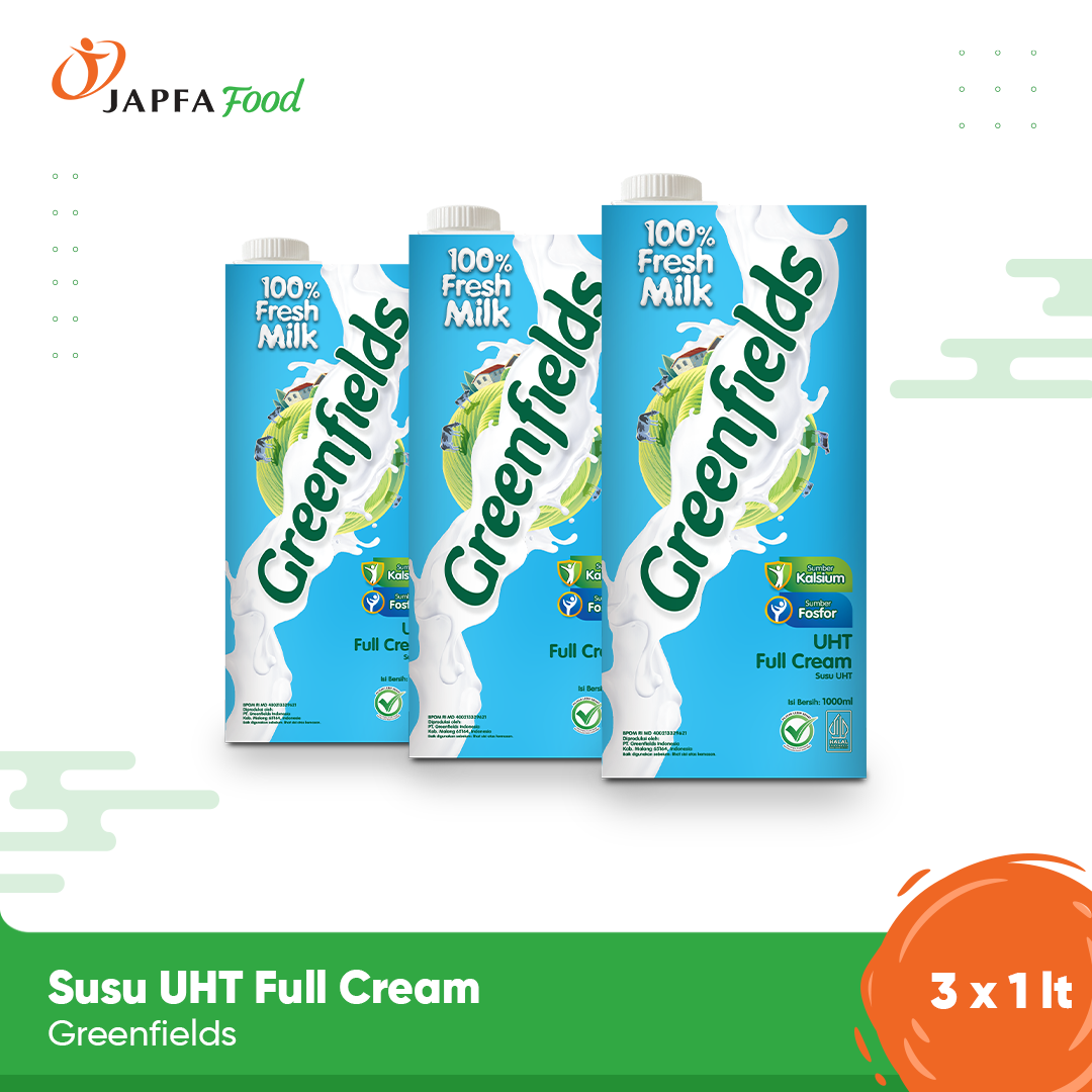 Promo Greenfields Susu UHT Full Cream 1 L - Paket isi 3 - 100% Fresh ...