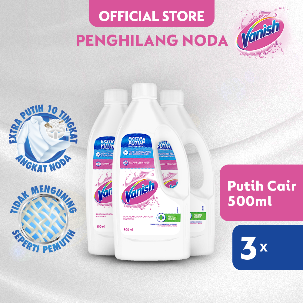 Promo Vanish White Cair Bottle 500 ml x 3 - Penghilang Noda Pakaian Diskon 39% di Seller Reckitt ...