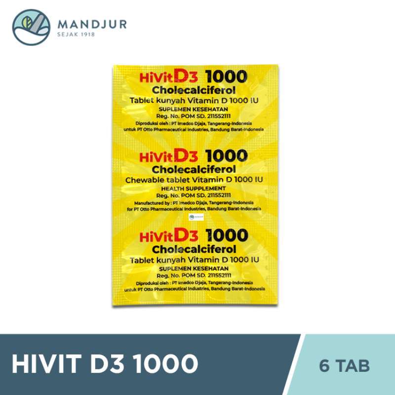 Jual Hivit Vitamin D3 1000 Iu 6 Tablet - Suplemen Vitamin D 1000 Iu Di ...