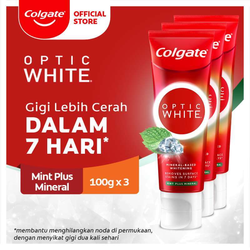 Promo Colgate Optic White Mint Plus Pasta Gigi [100 G] - Triple Pack ...