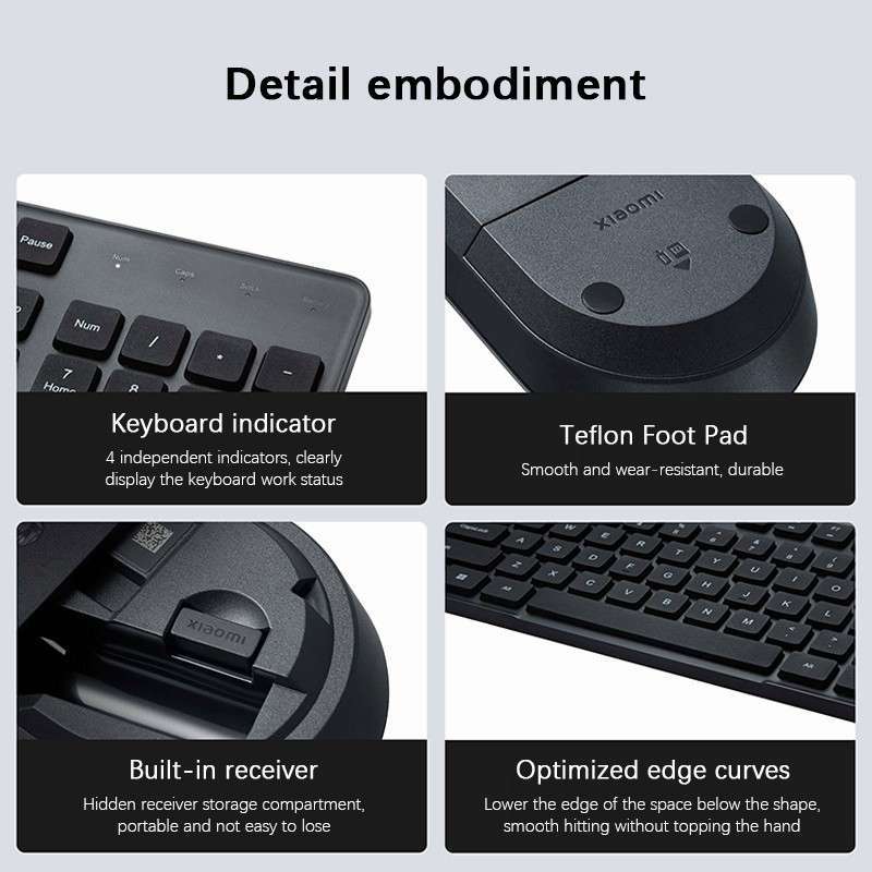 Jual Xiaomi Mijia Keyboard Mouse Set Wireless Full Size 104 Keys ...