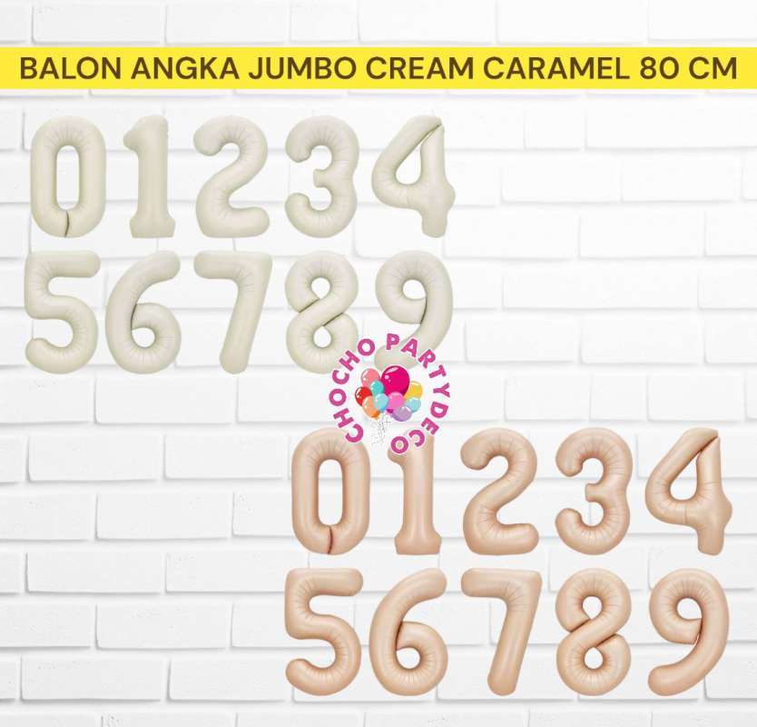 Jual Balon Angka Caramel Jumbo 80 Cm / Balon Angka Cream Jumbo 80 Cm ...