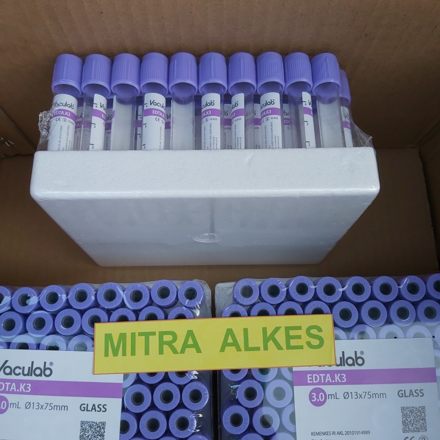 Jual Vaculab EDTA.K3 GLASS 3.0 ml. Tabung EDTA . K3 3ml GLASS. EDTA ...