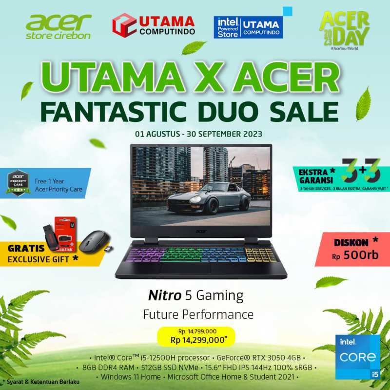 Jual Acer Laptop Nitro 5 An515-58-59x8 15.6 Intel Gen 12 I5-12500h Ram ...