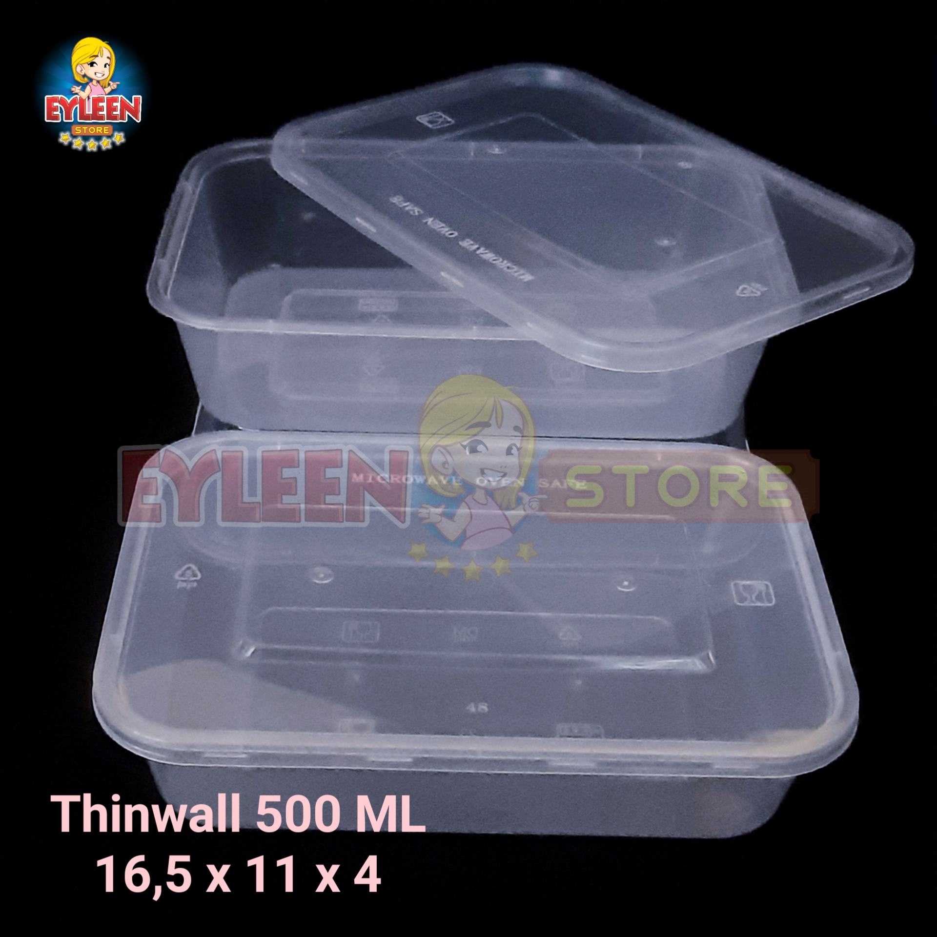 Jual Thinwall 500 Ml Rectangle Food Container Kotak Makan Plastik