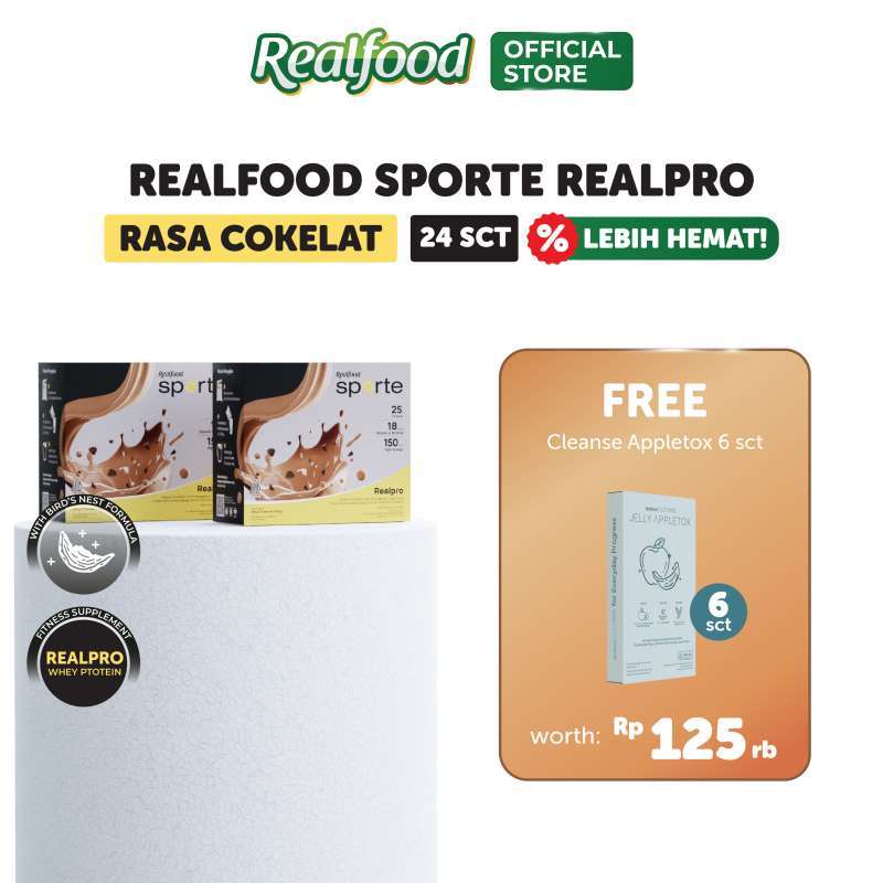 Promo Realfood Sporte Realpro Whey Protein Sarang Burung Walet - Cokelat, 24 Pcs Diskon 10% Di ...