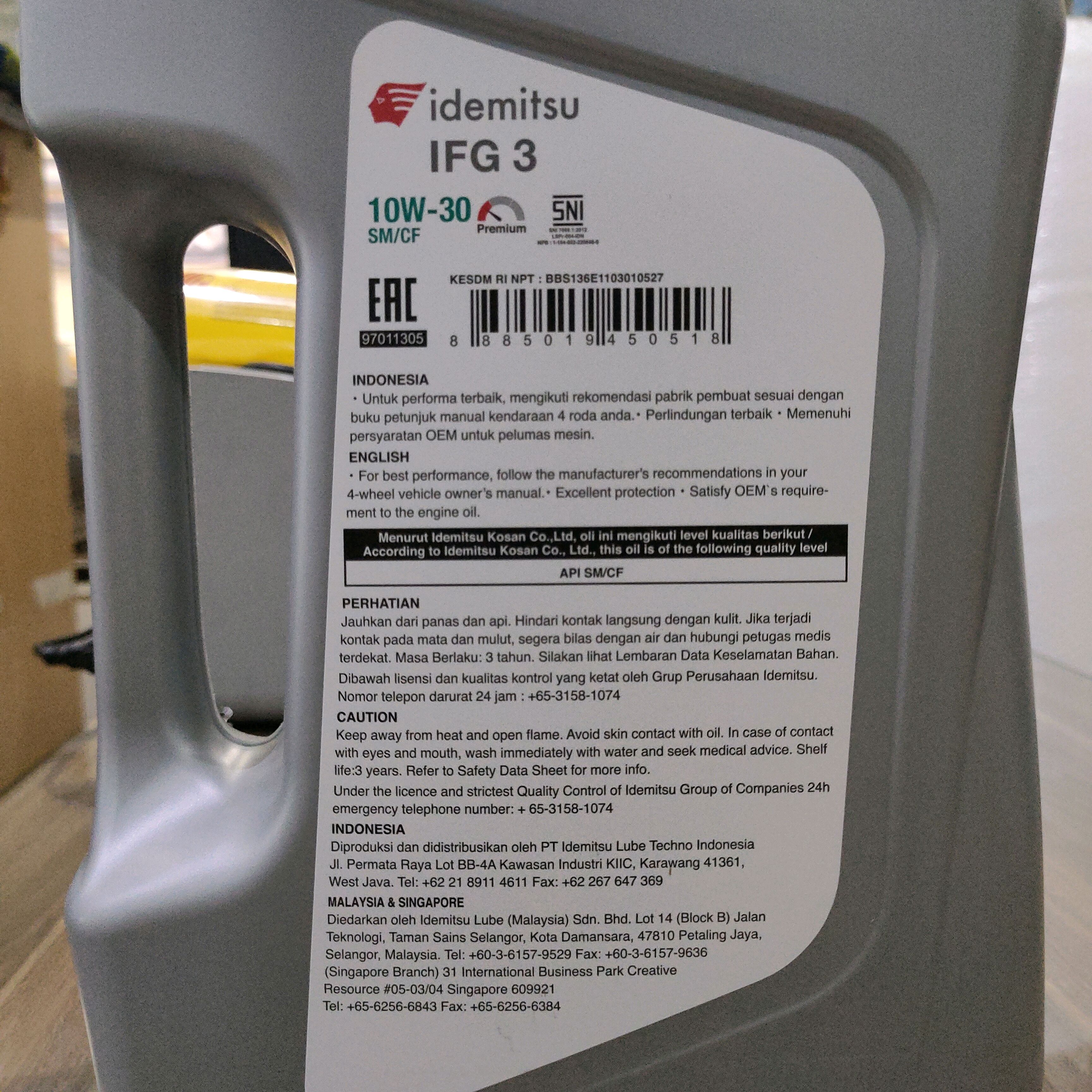 Jual Oli Idemitsu Sm/cf 10w-30 [4l] Pasti Jaya Ban Di Seller Pasti Jaya ...