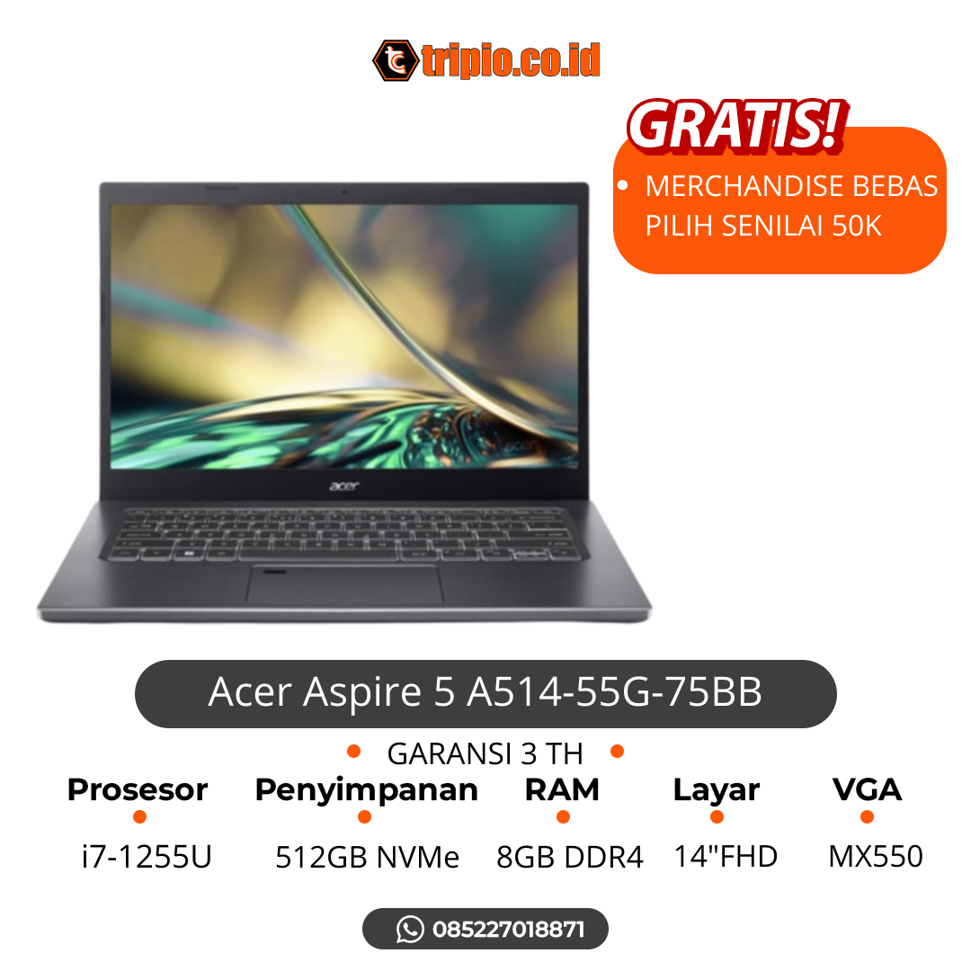Jual Acer Aspire 5 A514-55g-75bb I7-1255u 8gb 512gb 14fhd Mx550 Win11 ...