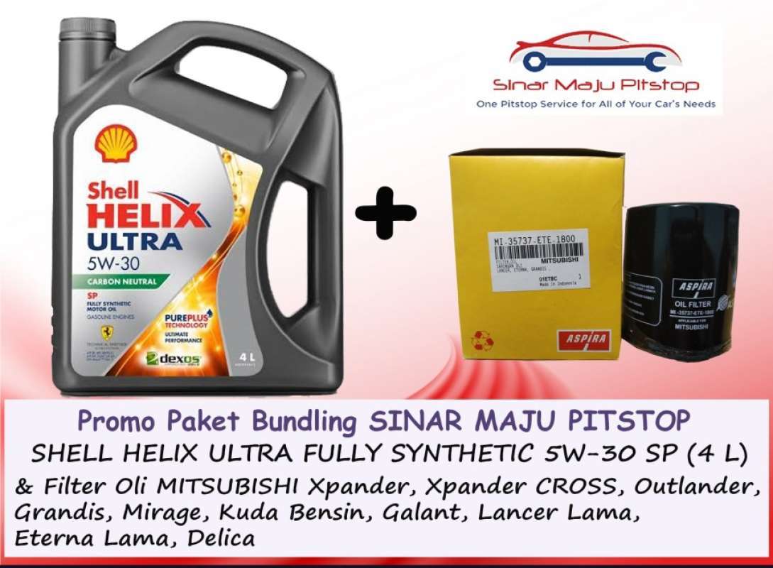 Promo Paket Bundling Oli Shell Helix Ultra Hx8 5w-30 Api Sp Original 4 ...
