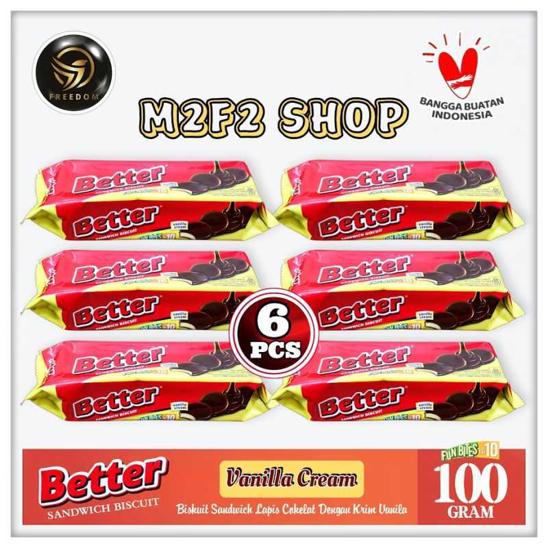 Promo Better Biskuit Sandwich Vanilla Cream | Krim Vanila - 100 Gr (kemasan 6 Pcs) Diskon 16% Di ...