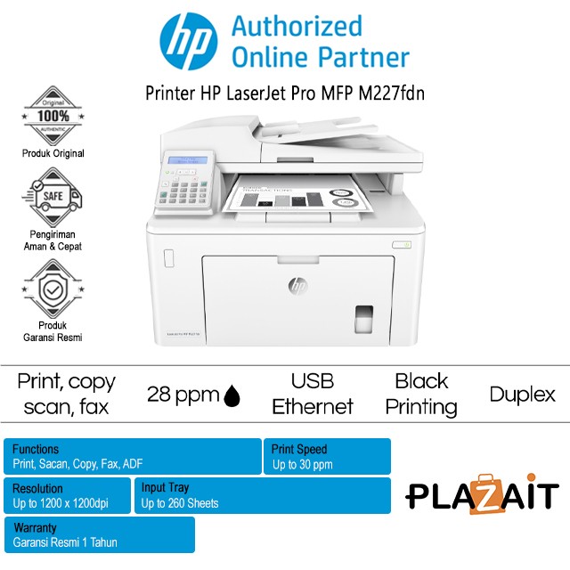 Jual Printer HP LaserJet Pro MFP M227fdn -100% Original di Seller PT ...