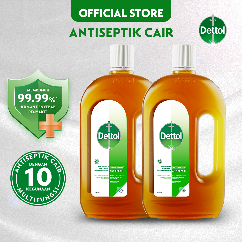 Promo Dettol Cairan Antiseptik Anti Kuman dan Bakteri [750 mL x 2 Pcs ...