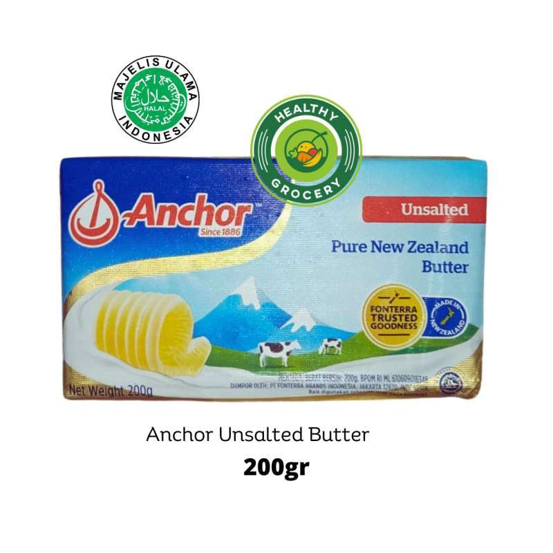 Jual Anchor Unsalted Butter 200gr / Mentega Di Seller Healthygrocery ...