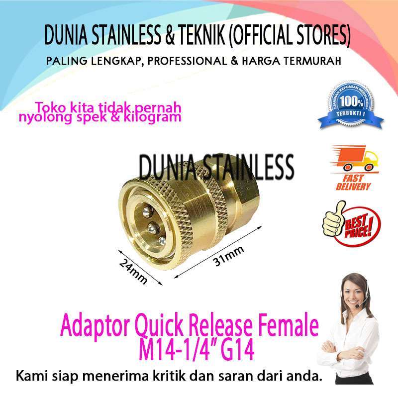 Jual Adaptor Quick Release Female M14-1/4in G14 Di Seller Dunia Stainless Steel - Kosambi Timur ...