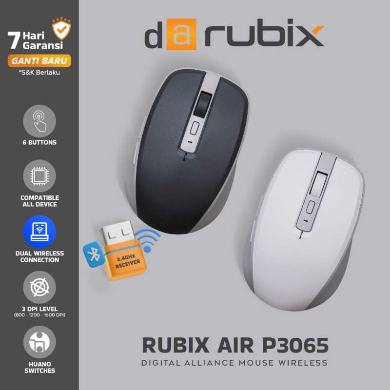 Jual Mouse Office Da Rubix Wireless Dual Mode Mini Ergonomic Huano ...