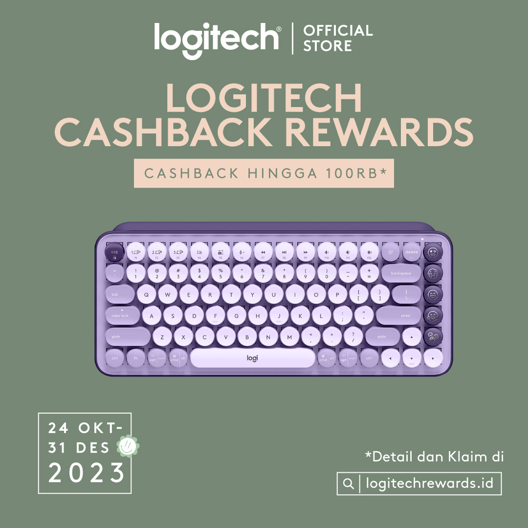 Jual Logitech POP Keys Wireless Mechanical Keyboard Cosmos Lavender di ...