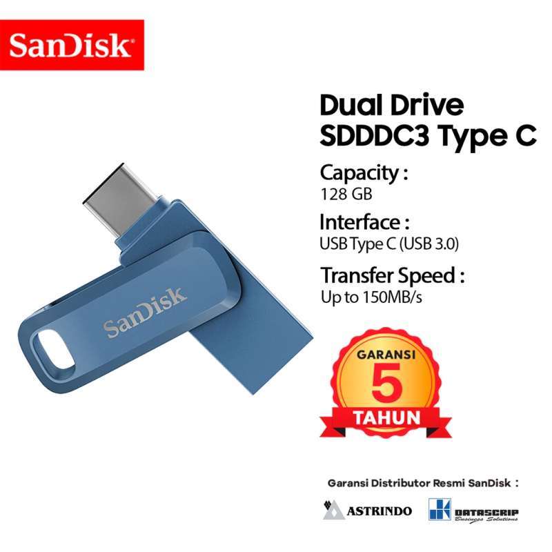 Jual Usb Flashdisk 128 Gb Otg Type C 128gb Usb 3.1 Sandisk Dual Drive ...