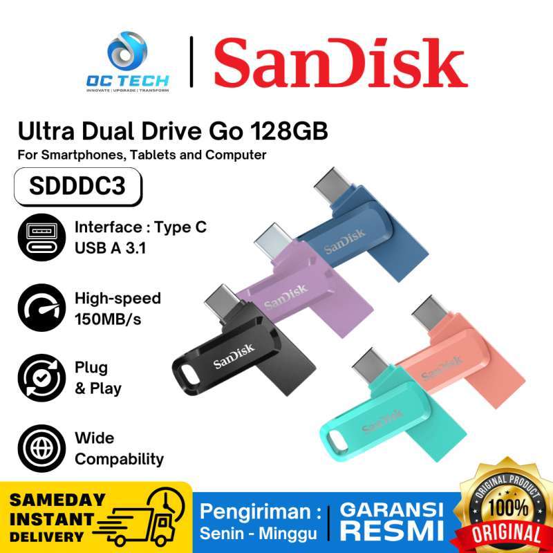 Jual Usb Flashdisk 128 Gb Otg Type C 128gb Usb 3.1 Sandisk Dual Drive ...