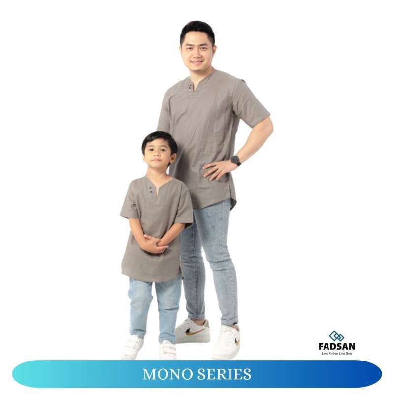 Promo Baju Koko Couple Ayah dan Anak Lengan Pendek Kekinian Warna Grey Mono Series Fadsan - Anak ...