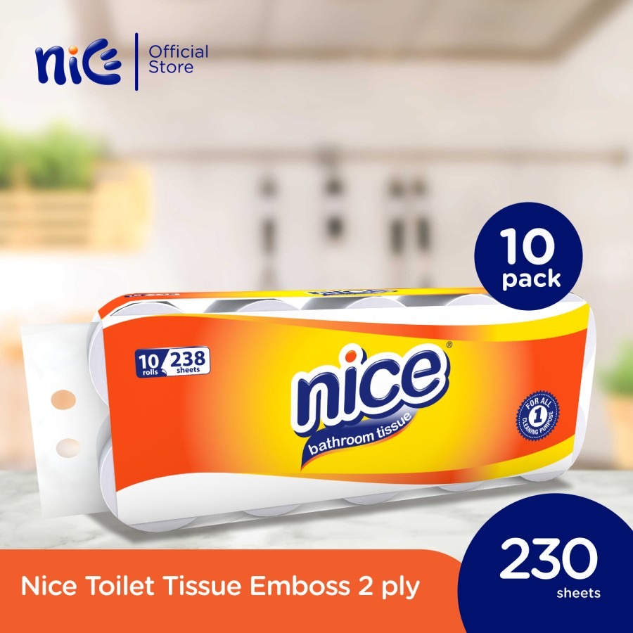 Promo Nice Tissue Toilet Roll Core Emboss [230 Sheets X 10 Roll] Isi 10 ...