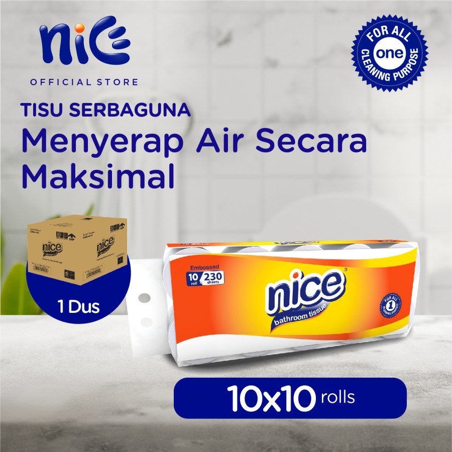 Promo Nice Tissue Toilet Roll Core Emboss [230 Sheets X 10 Roll] Isi 10 ...