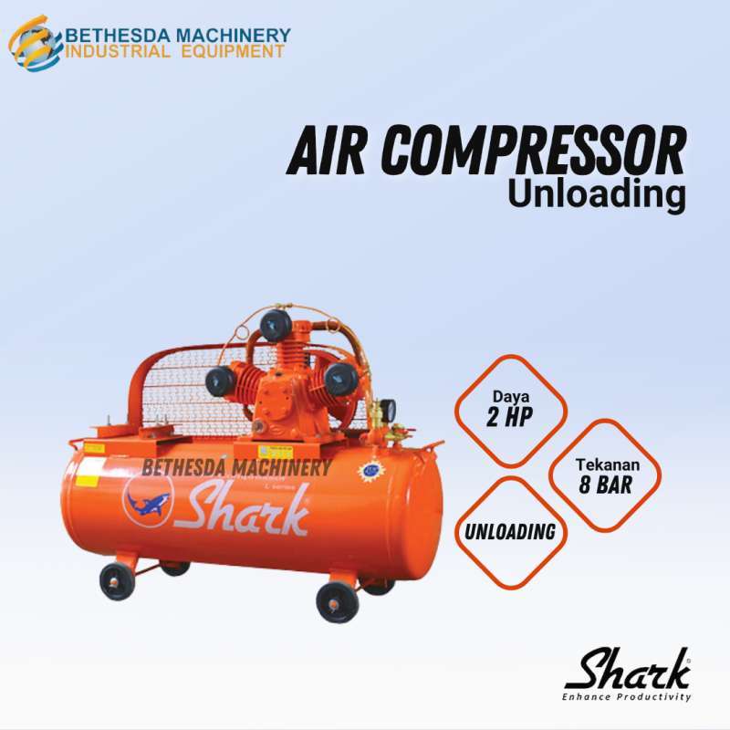 Jual Kompresor Udara 2 Hp Unloading 8 Bar Shark Air Compressor 2 Hp Di ...