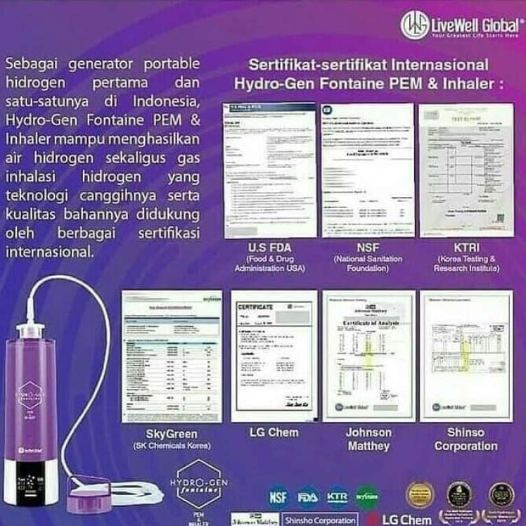 Jual Hydrogen Fontaine Pem Lwg Botol Air Hidrogen Dan Air Alkali Di ...