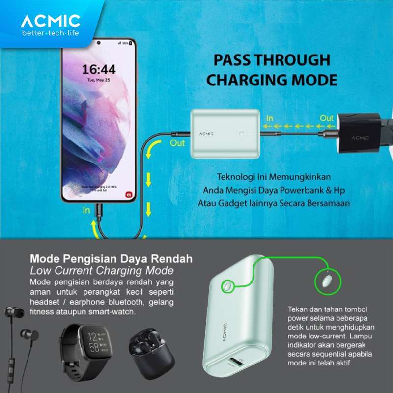 Jual Acmic Minimax Supermini 10000mah Aicharge Power Bank (qc4 + Pd + Vooc) - Green Pb Only Di ...