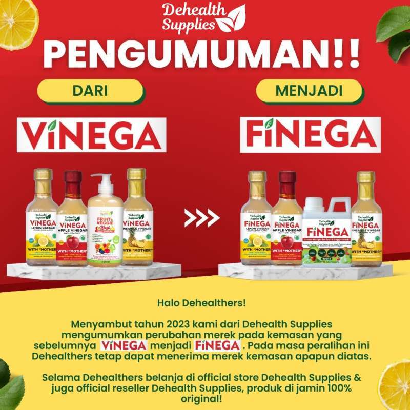 Jual Finega Cuka Apel / Nanas 500 Ml (botol Plastik) Halal Dari ...