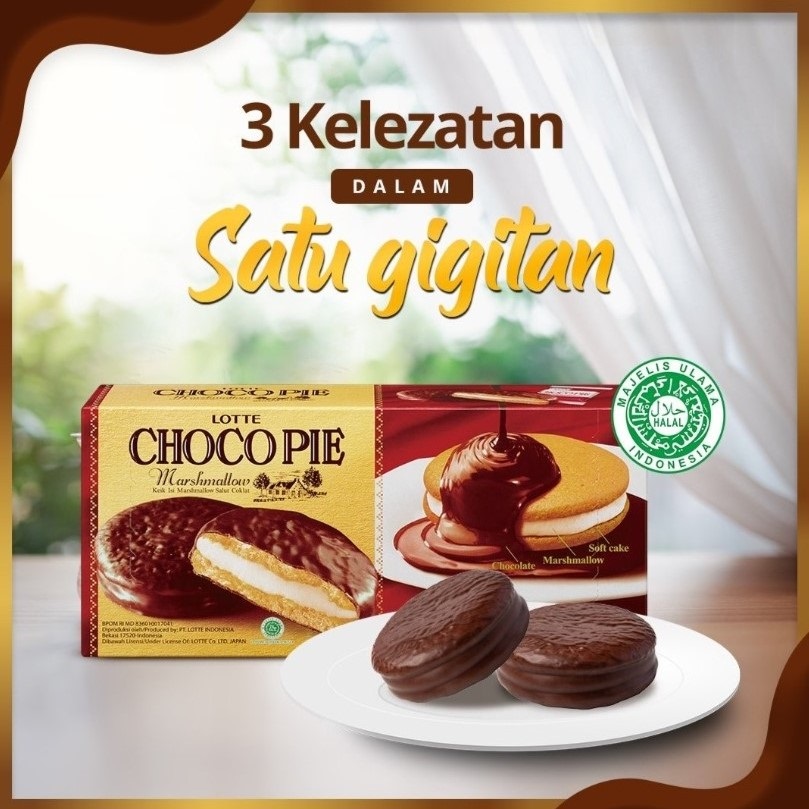 Promo Lotte Choco Pie Marshmallow 28 G [12 Pcs/ 1 Box] Diskon 25% Di ...