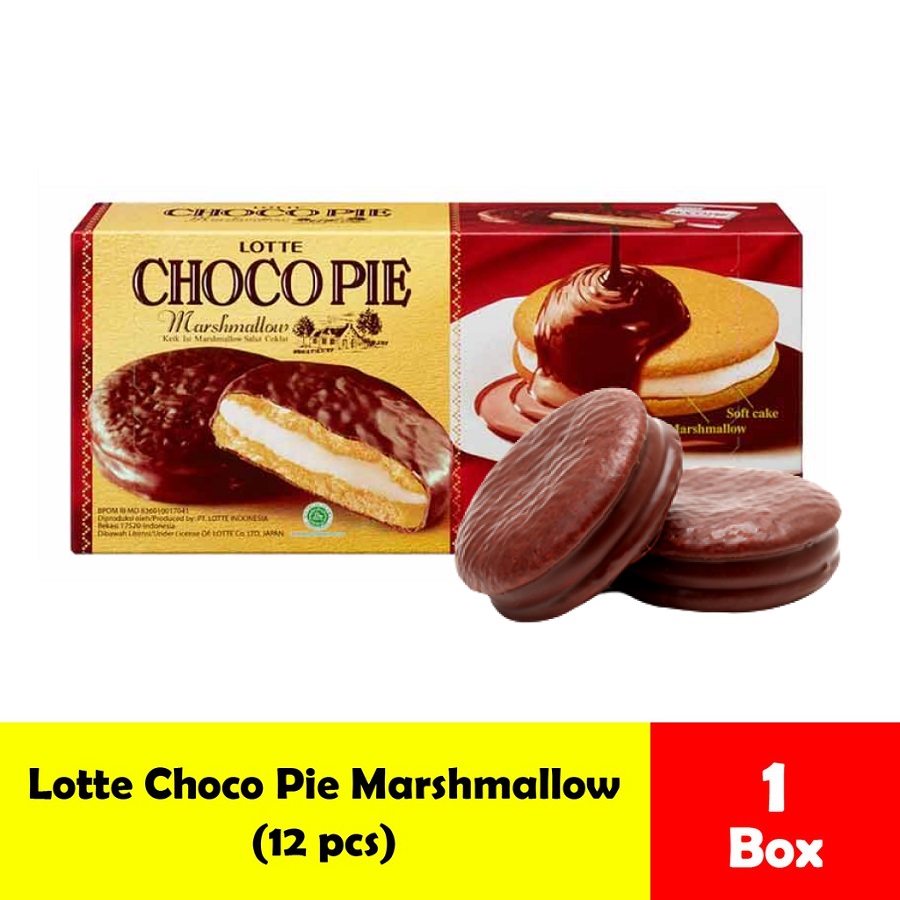 Promo Lotte Choco Pie Marshmallow 28 G [12 Pcs/ 1 Box] Diskon 25% Di ...
