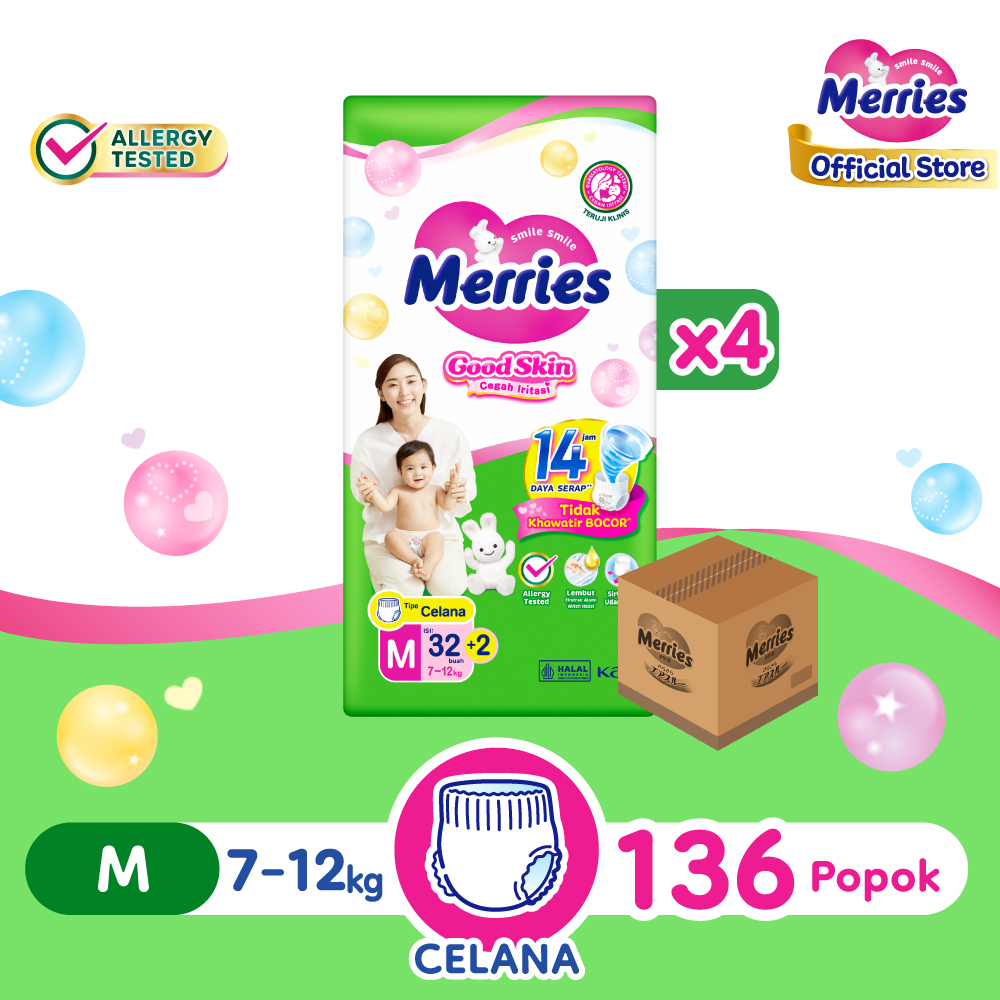 Promo Merries Pants Good Skin M 34 Popok Bayi [carton Isi 4 Pack ...