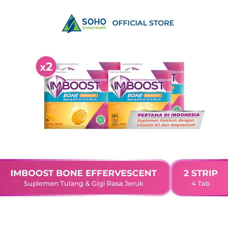 Jual Imboost Bone Effervescent Suplemen Tulang Dan Gigi Jeruk 2 Strip ...