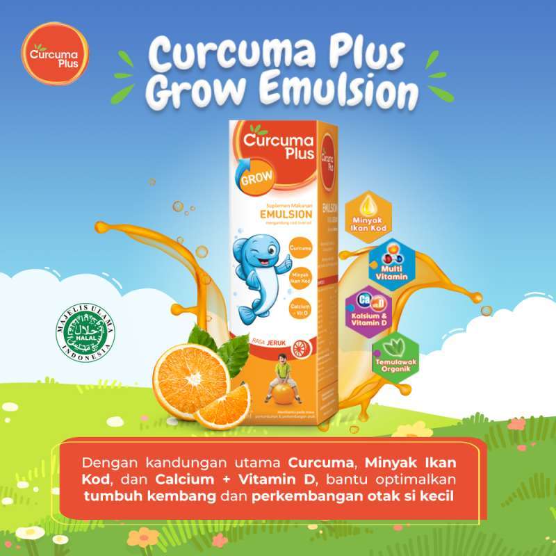 Jual Curcuma Plus Grow Emulsion Suplemen Makanan Rasa Jeruk 400ml Di ...