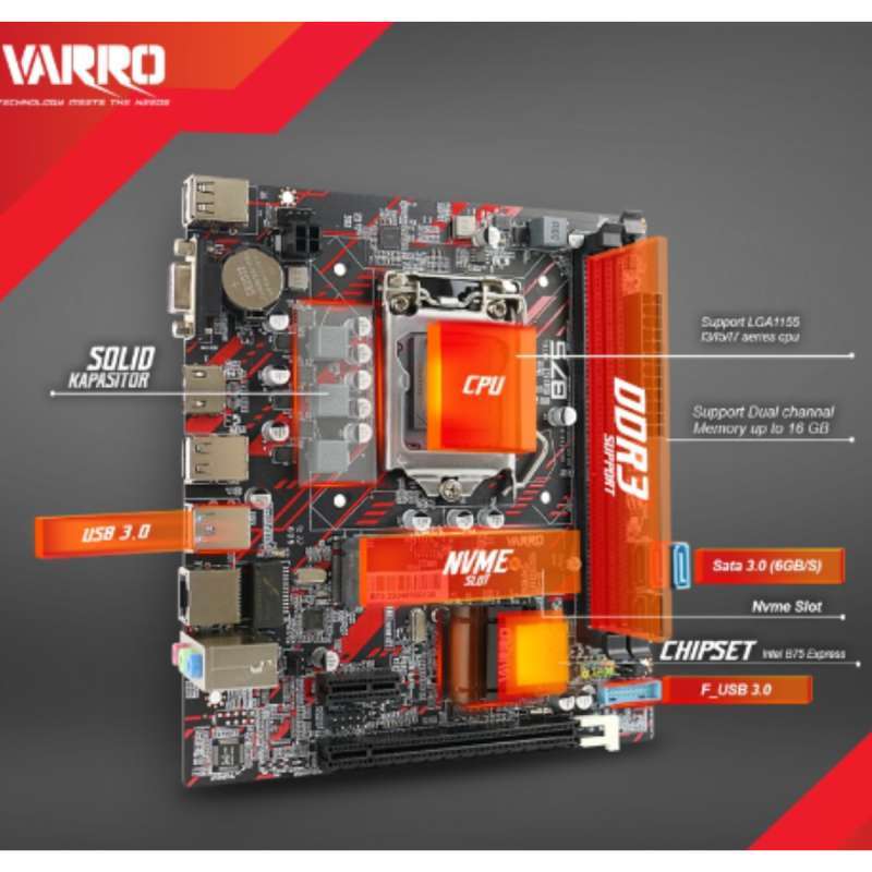 Promo Motherboard H61 Varro Mobo Intel Lga 1155 Motherboard Varro H61+ B75 Ddr3 Socket Lga1155 ...