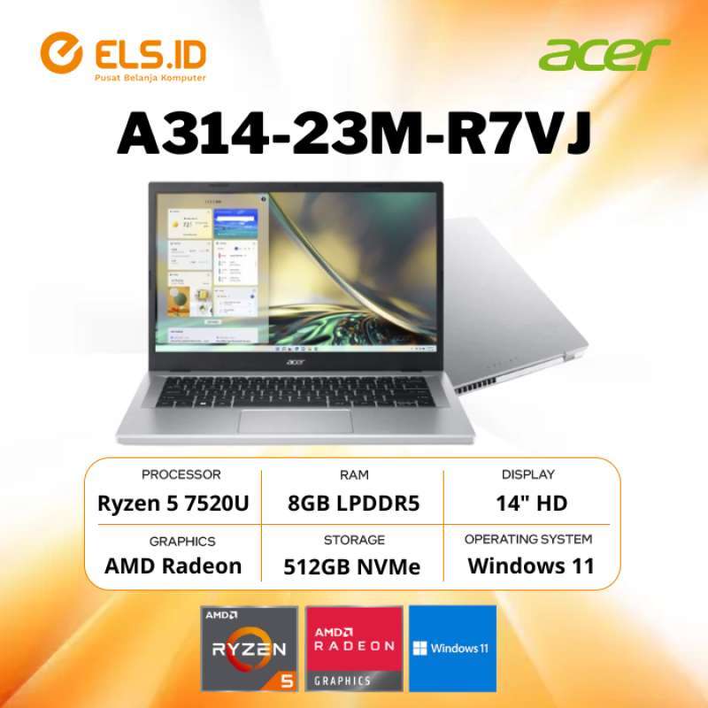 Promo Acer Aspire 3 A314-23m Amd Ryzen 5 7520u 8gb Ssd 512gb W11+ohs ...