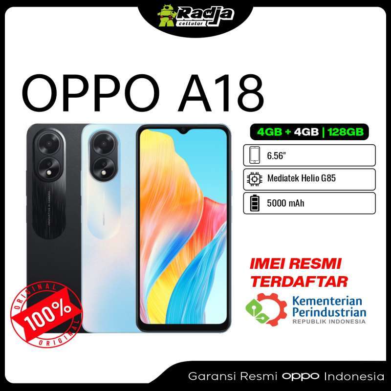 Jual Oppo A18 4/128 GB Smartphone Android Original Garansi Resmi di Seller Radja Cellular ...