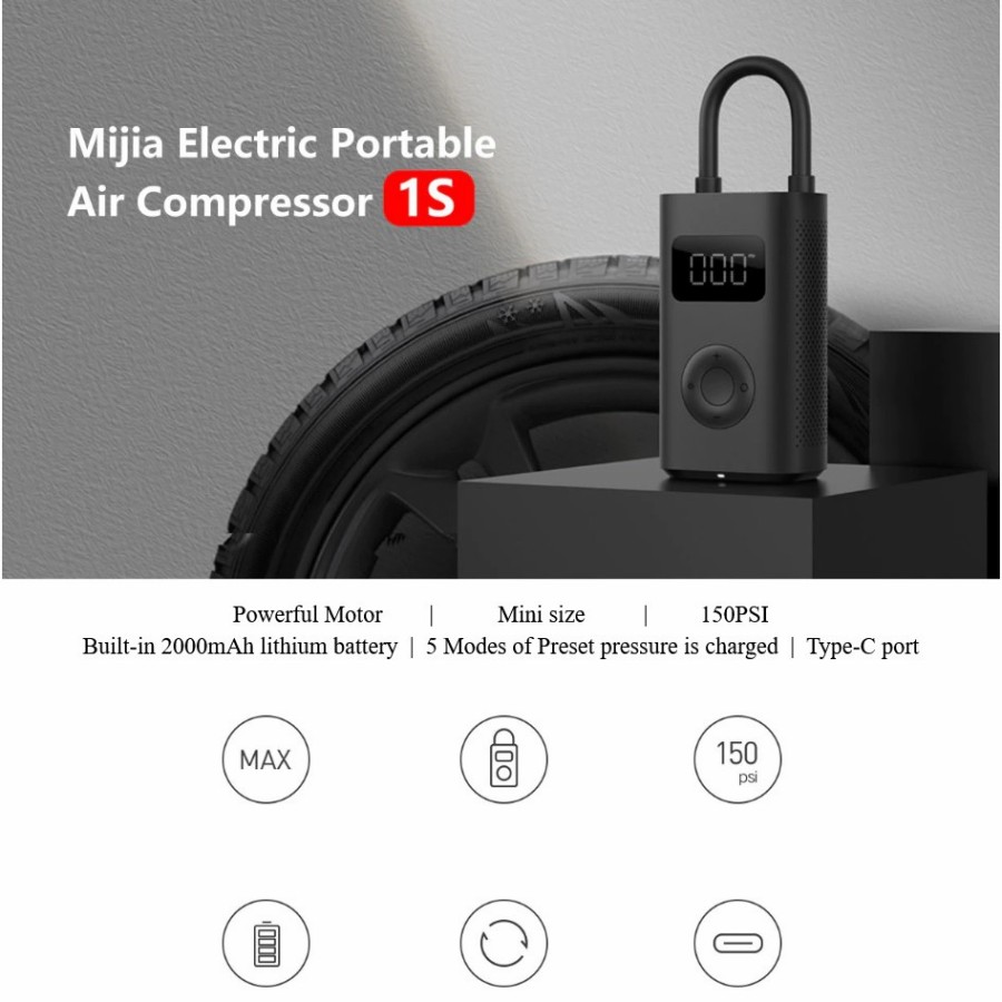 Jual Xiaomi Air Pump Pompa Angin Ban 150psi / Pompa Ban Mobil Motor ...