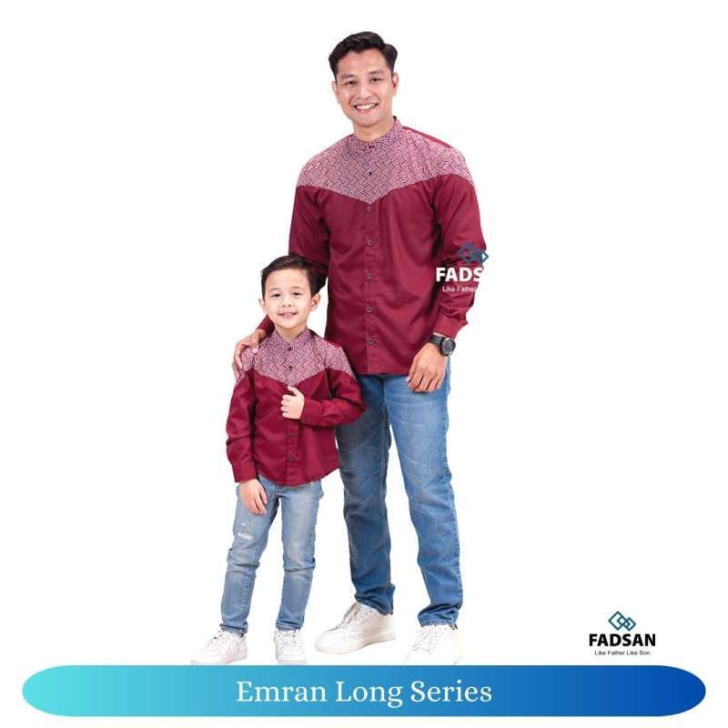 Promo Baju Kemeja Koko Couple Ayah Dan Anak Laki Terbaru Lengan Panjang Kombinasi Batik Warna ...