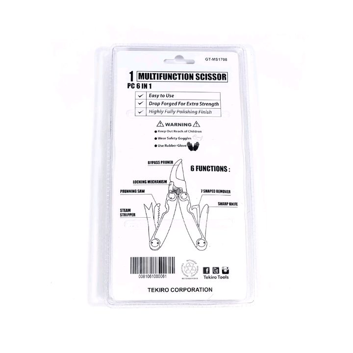 Promo Gunting Lipat Multifungsi 6 In 1 Tekiro Original Gunting Dahan ...