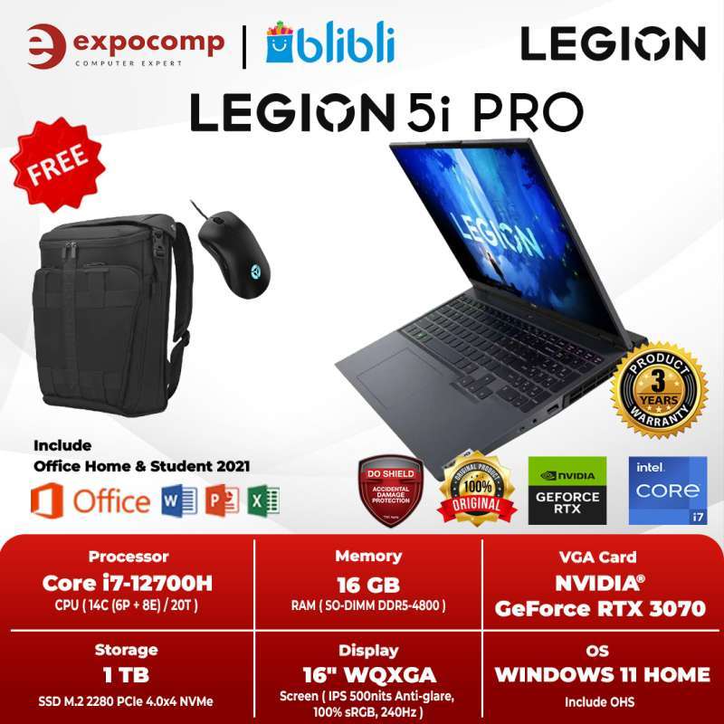 Jual Lenovo Legion 5i Pro 16iah7h Grey Rhid I7 12700h 16gb 1tb Rtx3070ti Di Seller Expocomp