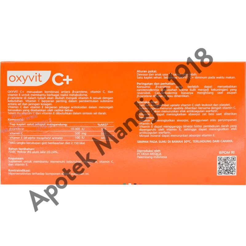 Jual Oxyvit Box 30 Kaplet - Suplemen Kebutuhan Vitamin A, C, Dan E Di ...