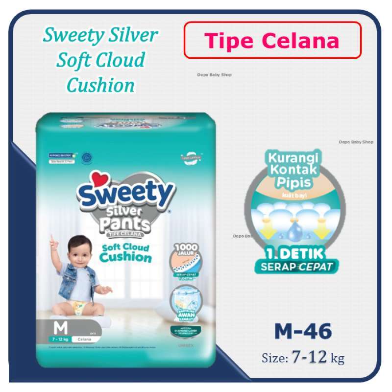 Promo Sweety Silver Pants M46 Popok Celana M 46 Diskon 4% Di Seller Depo Baby Shop Indonesia ...