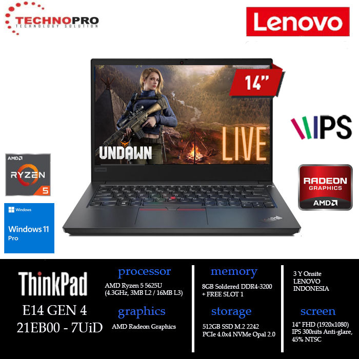 Jual Lenovo ThinkPad E14 Gen 4 7UID || AMD Ryzen 5 5625U 8GB 512GB SSD ...