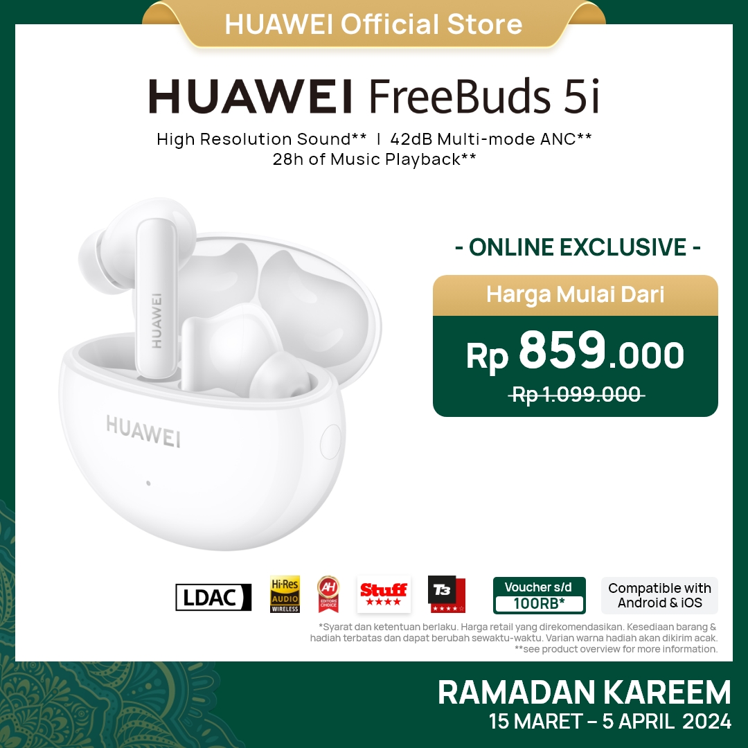 Promo Huawei Freebuds 5i Noise Cancellation Tws | Hi-res Sound ...