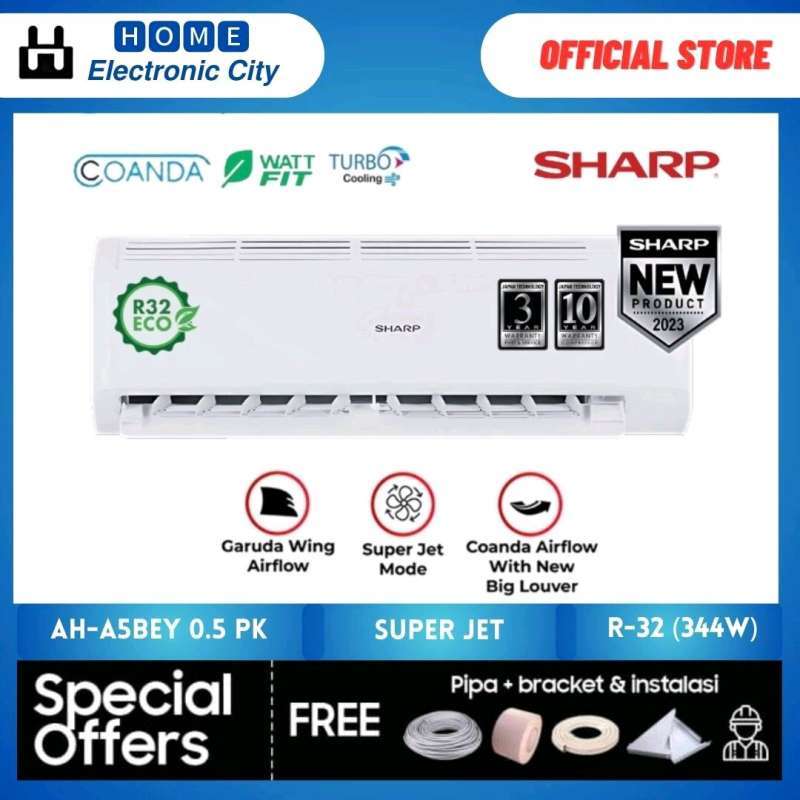 Jual Ac Sharp Ah-a5bey 0.5 Pk 360 Watt Super Jet R32 (btu 5.000 ...