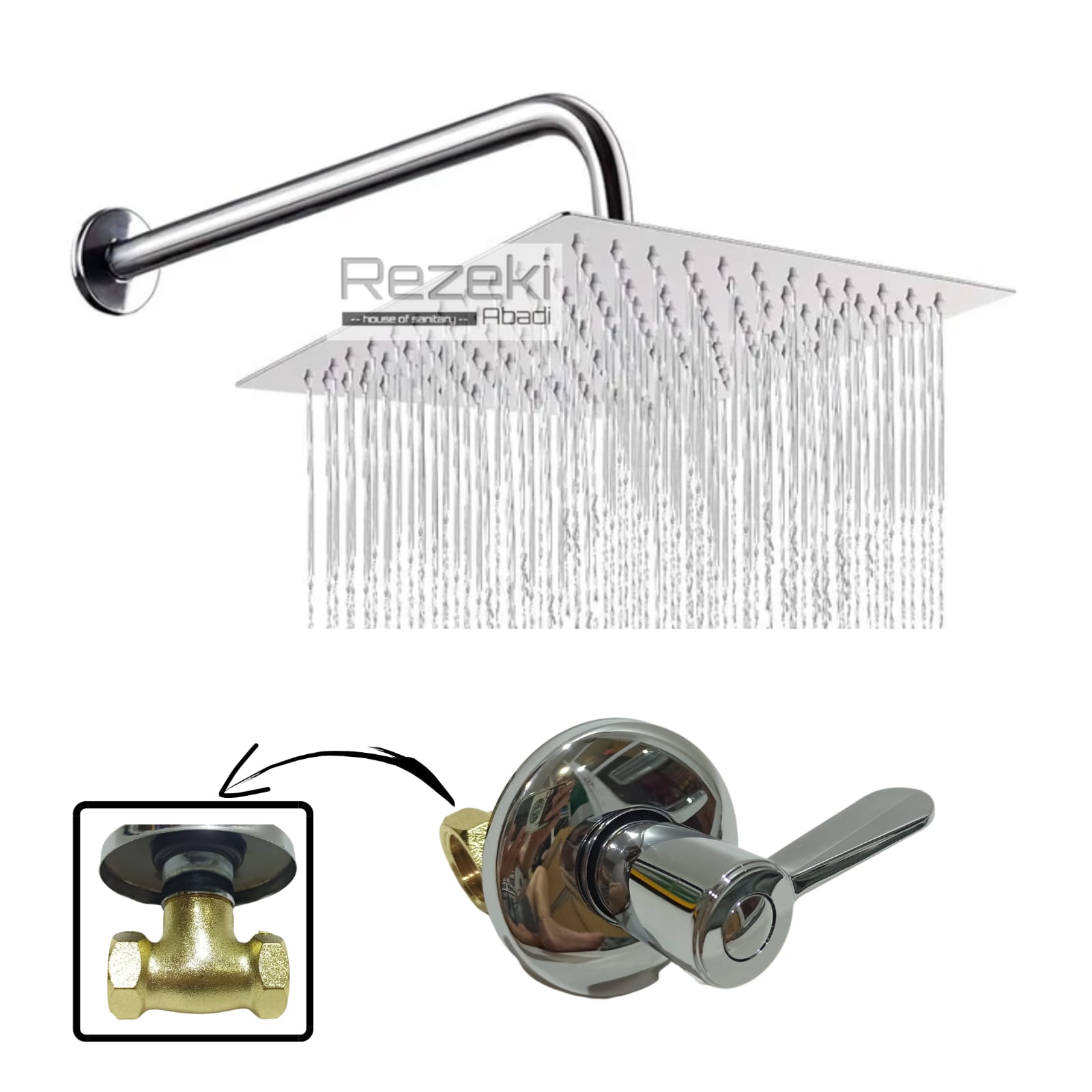 Promo Paket Bundling Shower Tembok Kotak Stainless Dan Stop Kran Tanam ...