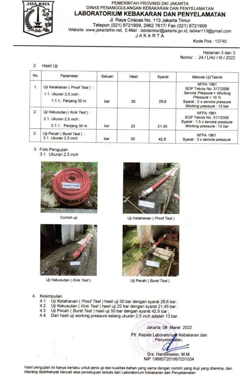 Jual Fire Hose Rubber Tonata 3 X 20m / Selang Pemadam 20 M Di Seller ...